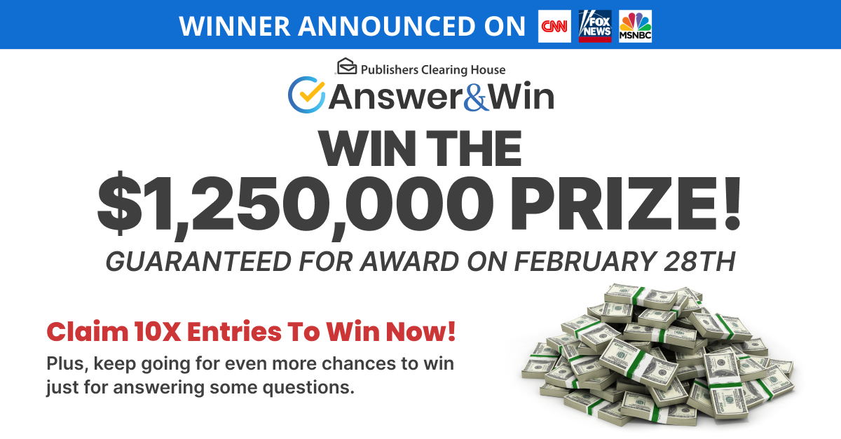 Win $1,250,000 Guaranteed! | PCH Sweepstakes
