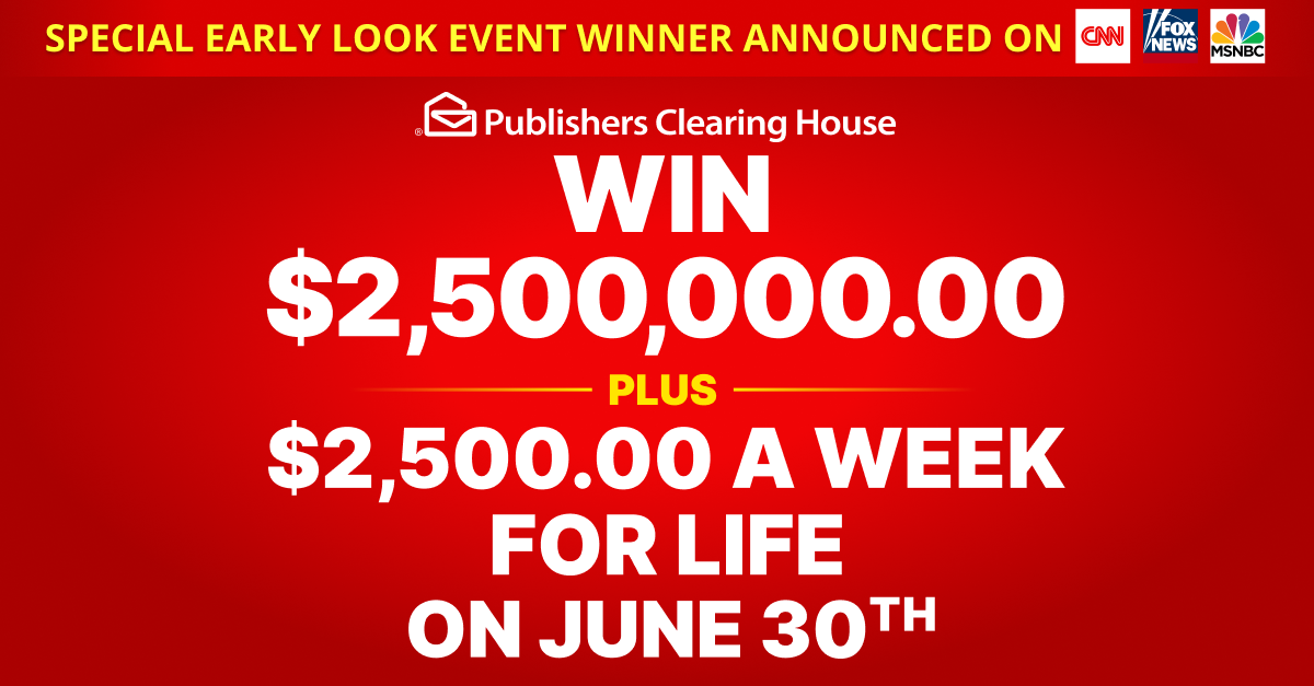 PCH Sweepstakes | $2,500,000.00 Plus $2,500 A Week For Life