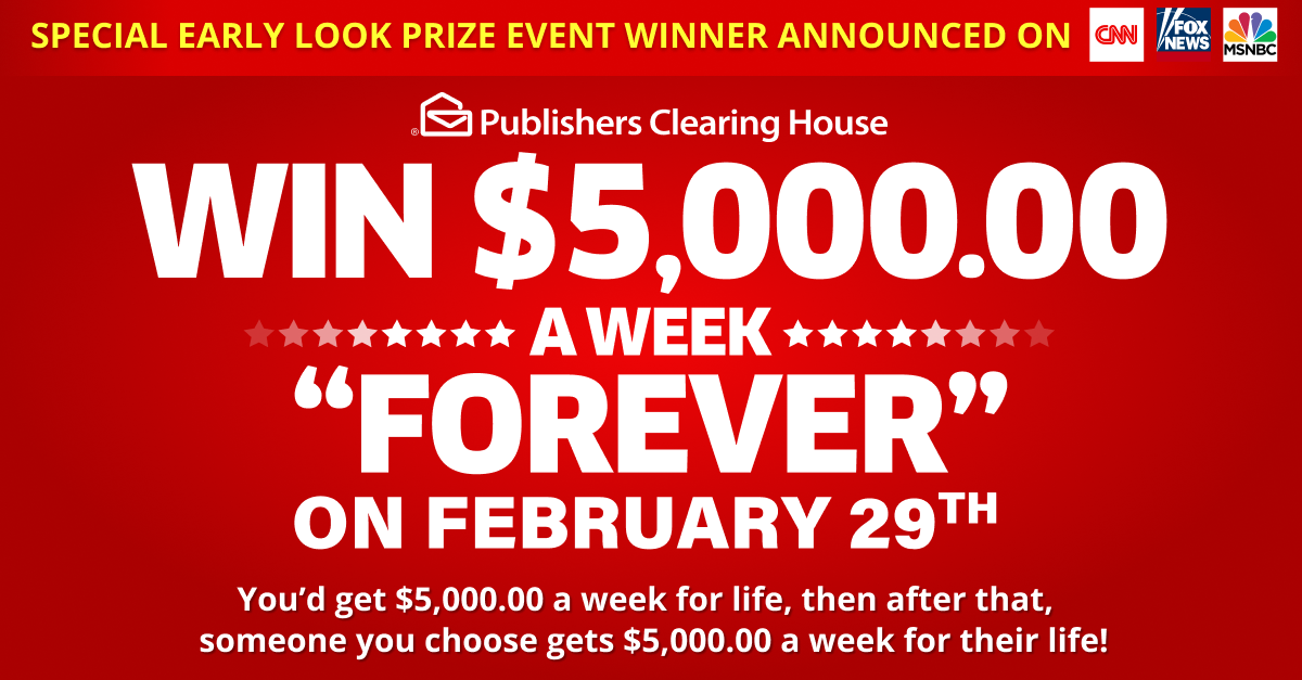 PCH Sweepstakes | $15,000,000.00 Prize of a Lifetime